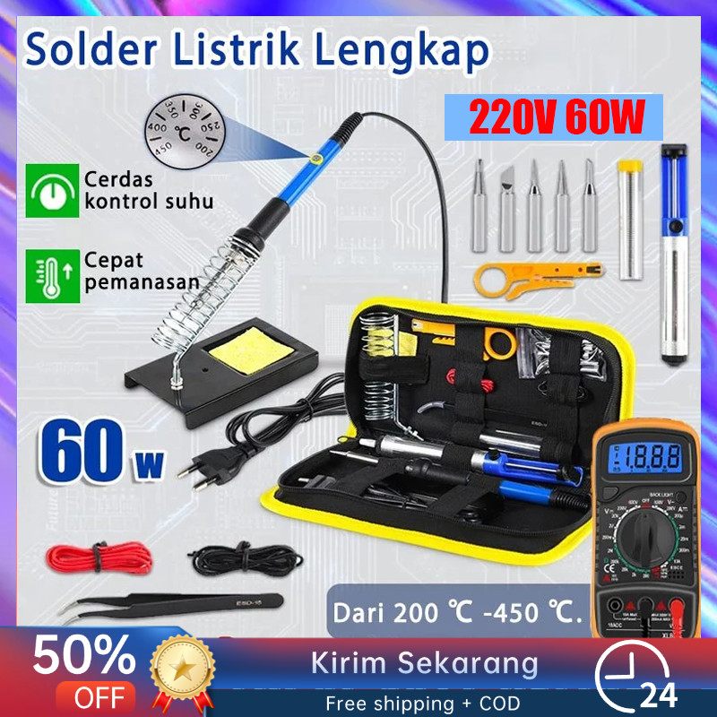 Jual Set Solder Listrik Lengkap dengan Multimeter Iron Tool Kit 220V 60W/Solder Listrik Murah ...