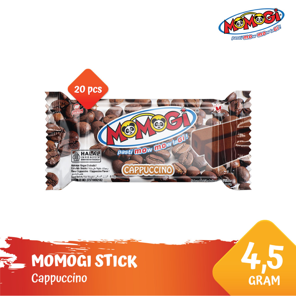 Jual Momogi Stick Snack Makanan Ringan 4.5gr - Cappuccino [1 Box 20 Pcs ...