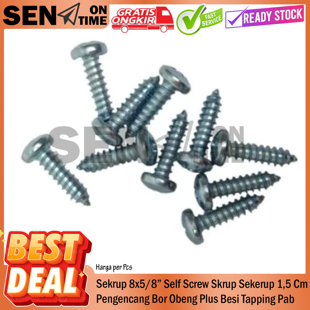 Jual Sekrup Tapping Pab 8 x 5/8" Per 1 Pcs Baut Pengencang Self Screw ...