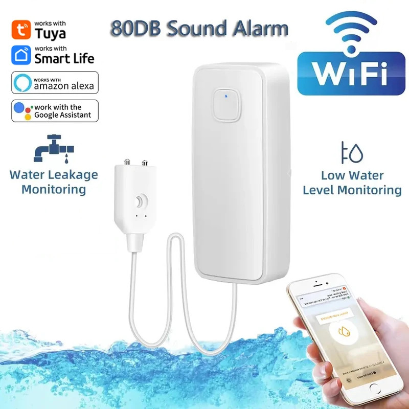 Jual Tuya WiFi water leak sensor SmartLife app control water overflow ...