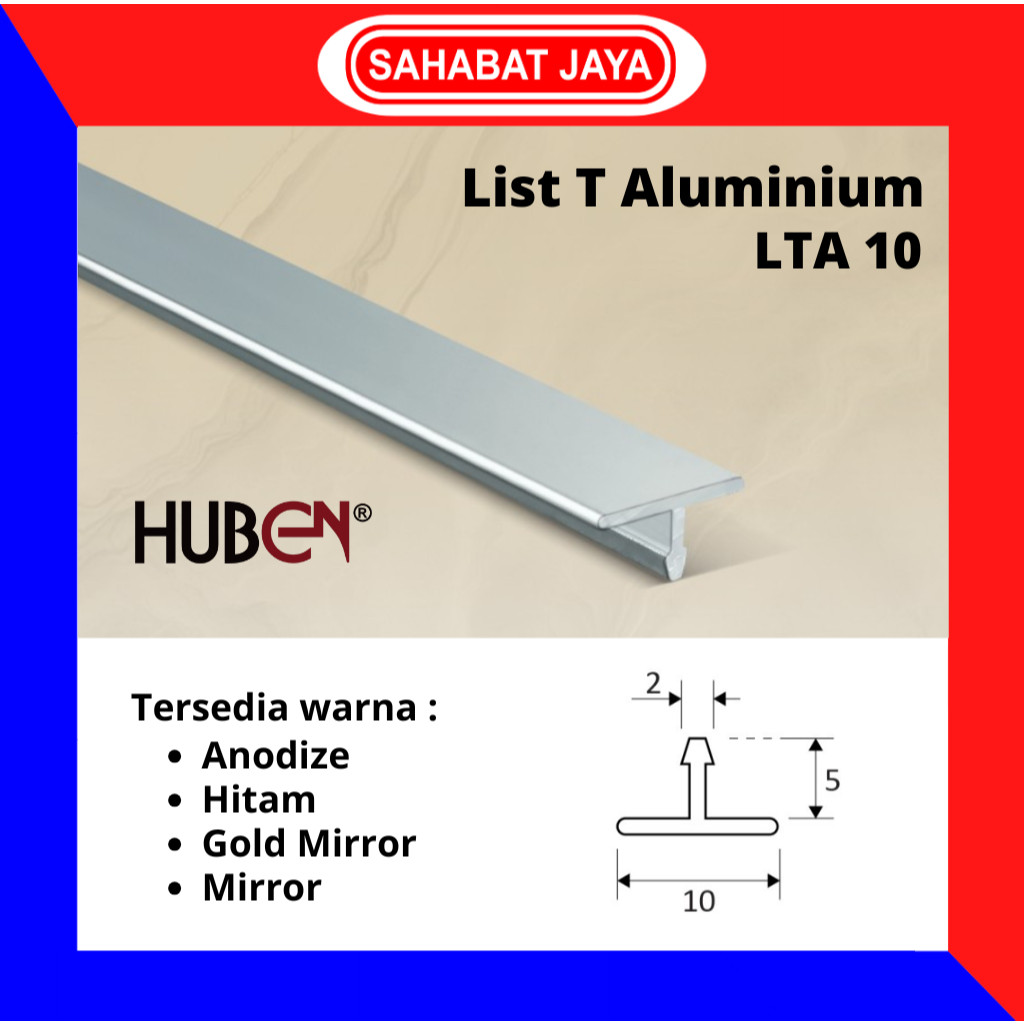 Jual HUBEN Profil Frame Handle List T Alumunium Aluminium LTA 10 LTA10 ...