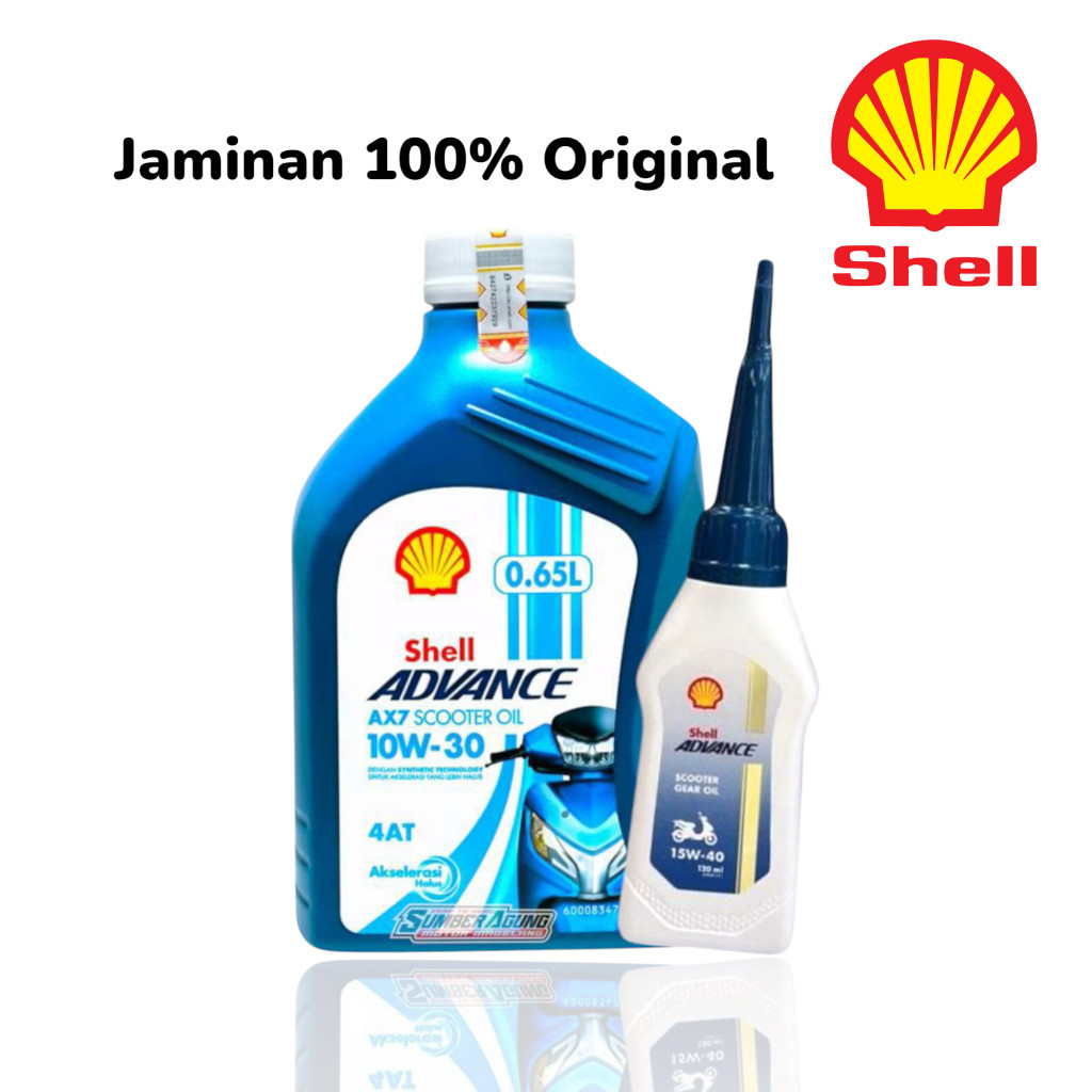 Jual Paket Oli Matic Shell AX7 10W-30 0.65ml dan Oli Gardan Shell Original | Shopee Indonesia