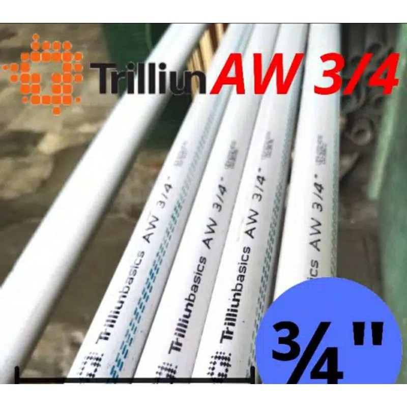 Jual PIPA PVC AW 3/4'' INCH PRALON PVC AIR ECERAN PVC PUTIH TRILLIUN TEBAL AW 3/4" PANJANG 1 ...