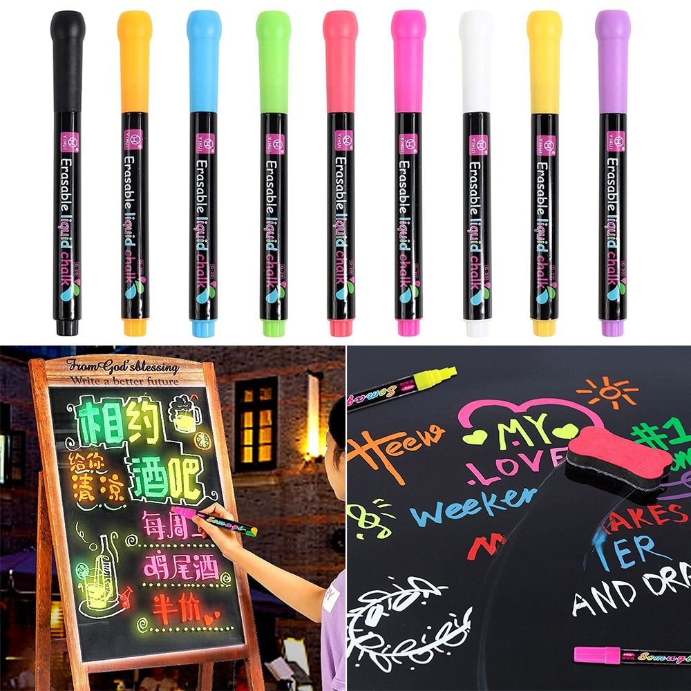 Jual Dust Free Liquid Chalk Pen Erasable Multi-Color Whiteboard Art ...