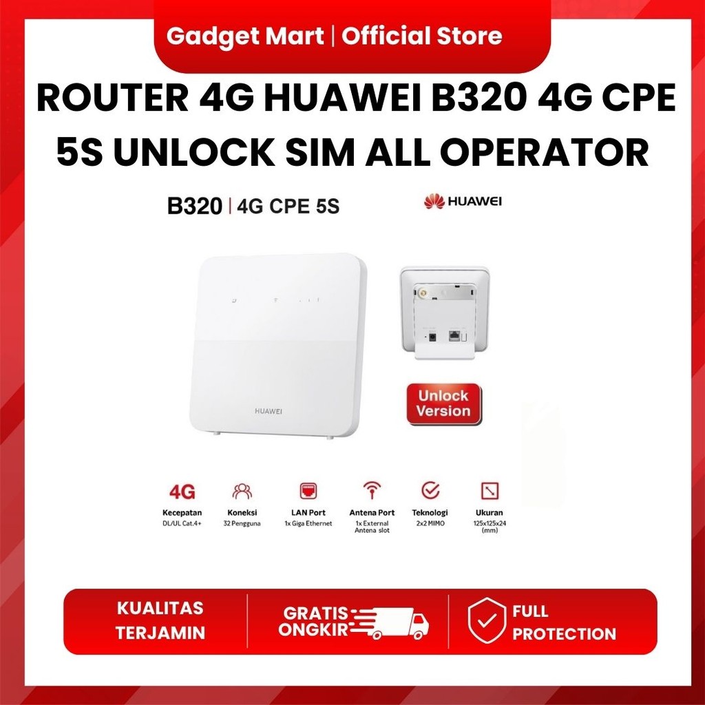 Jual ROUTER 4G HUAWEI B320 4G CPE 5S UNLOCK SIM ALL OPERATOR - Garansi Resmi | Shopee Indonesia