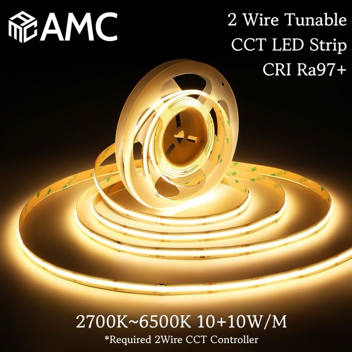 Jual AMC COB Pro 560D 2 Wire Tunable CCT Flexible COB LED Strip Light DC 24V CRI Ra97+ Dam Type ...