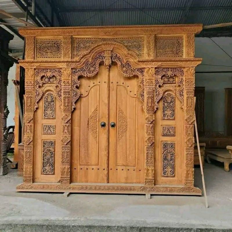 Jual Pintu Gebyok Ukiran Alusan, Gebyok Ukir Jati Jepara 300 x 270 cm ...