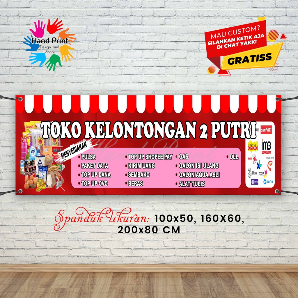 Jual Cetak Spanduk Banner Toko Kelontongan Pink MMT Spanduk Custom ...
