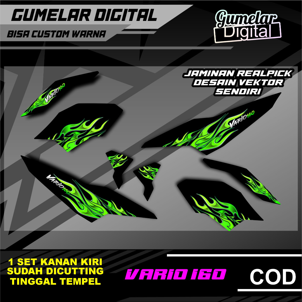 Jual STRIPPING SIMPEL HONDA VARIO 160 API LIVERY SS R SUDAH DI CUTTING ...