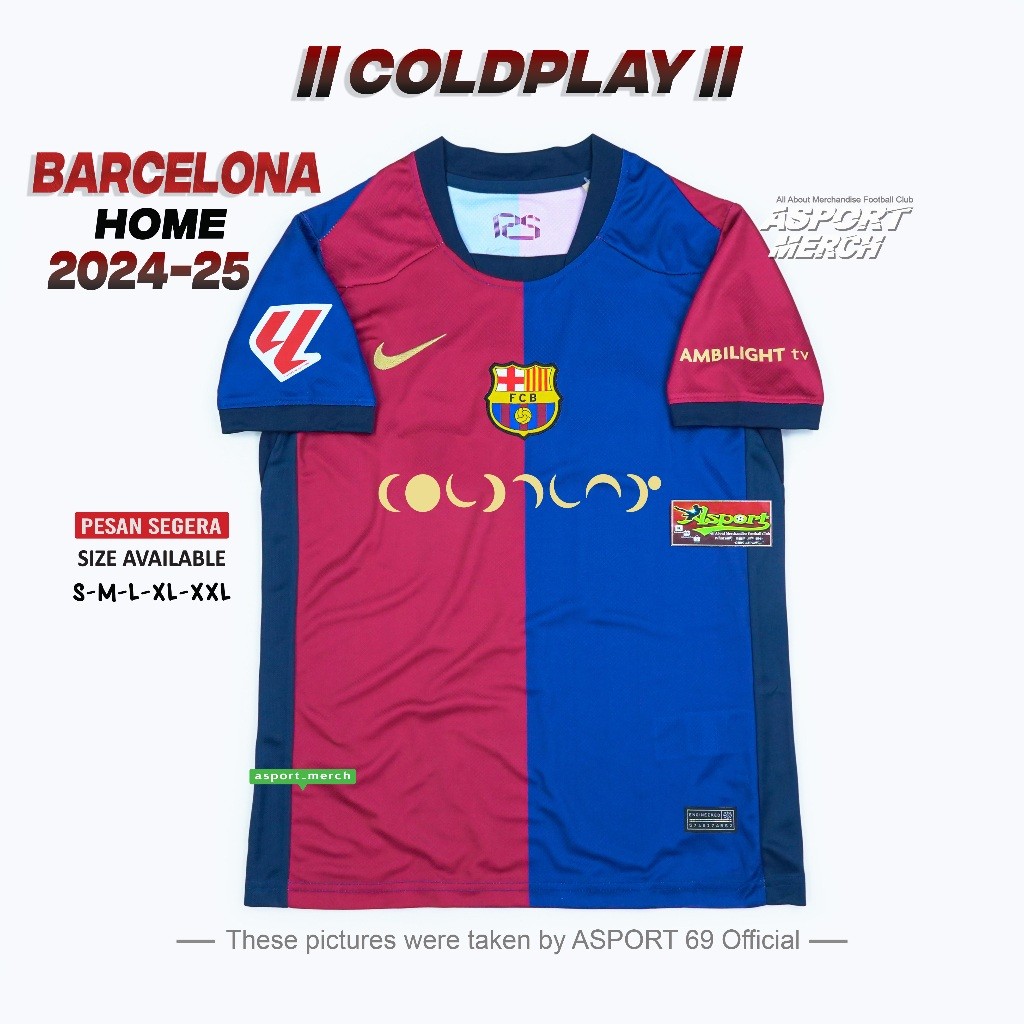 Jual JERSEY BARCELONA HOME COLDPLAY 2024 2025 GO | Shopee Indonesia