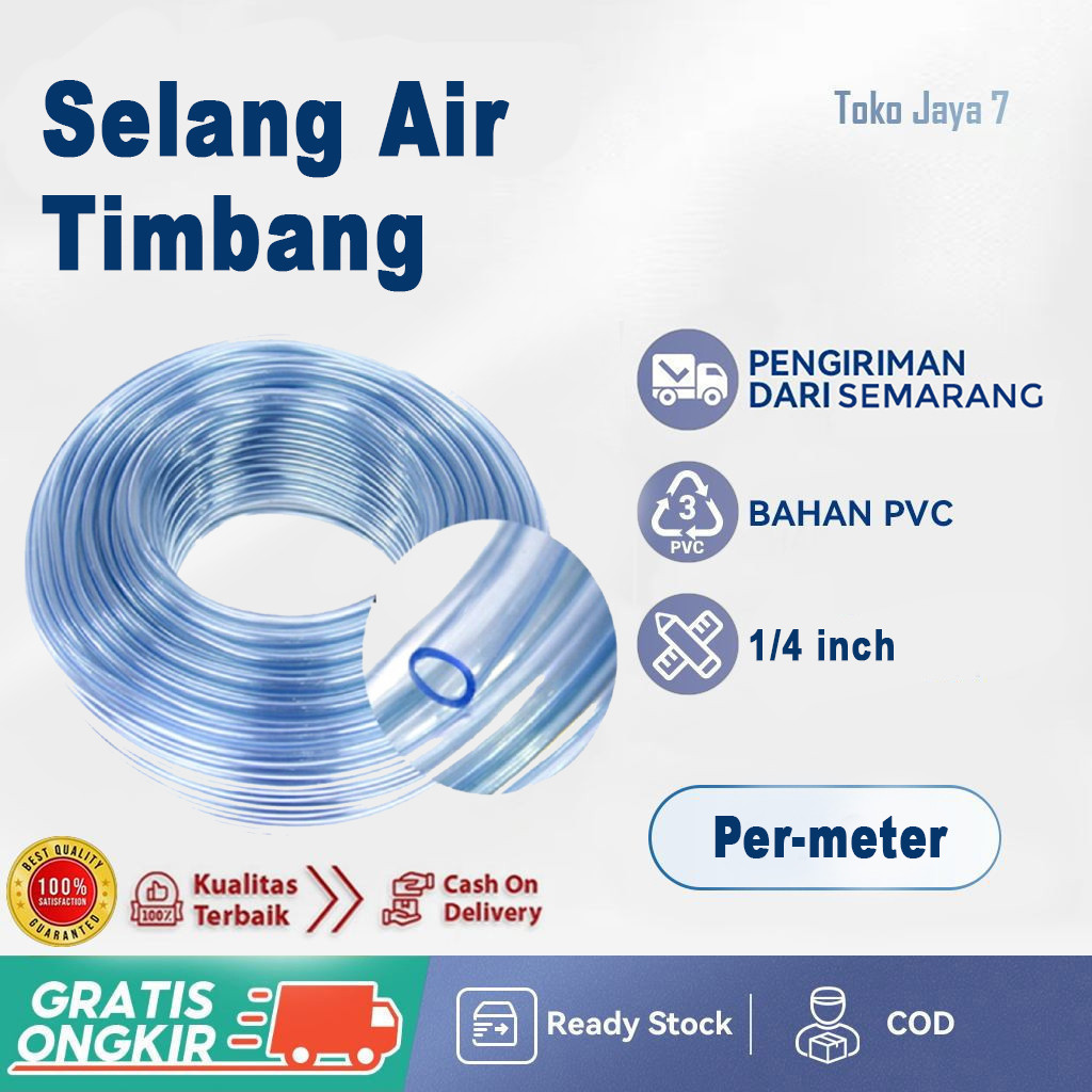 Jual SELANG AIR 1/4 INCH PERMETER SELANG TUKANG TRANSPARAN SELANG AIR TIMBANG AQUARIUM SELANG ...