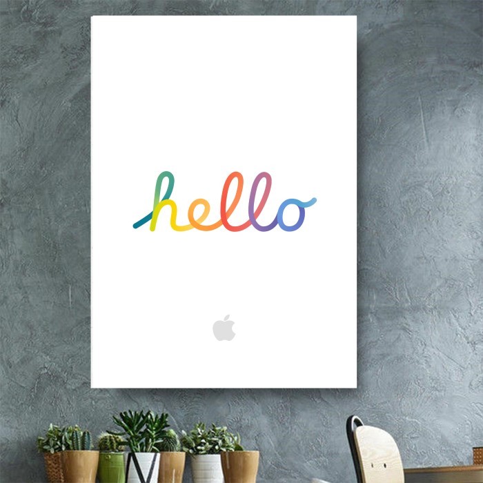 Jual Poster LOGO HELLO APPLE Poster frame kayu (31x46cm) HIASAN DINDING ...