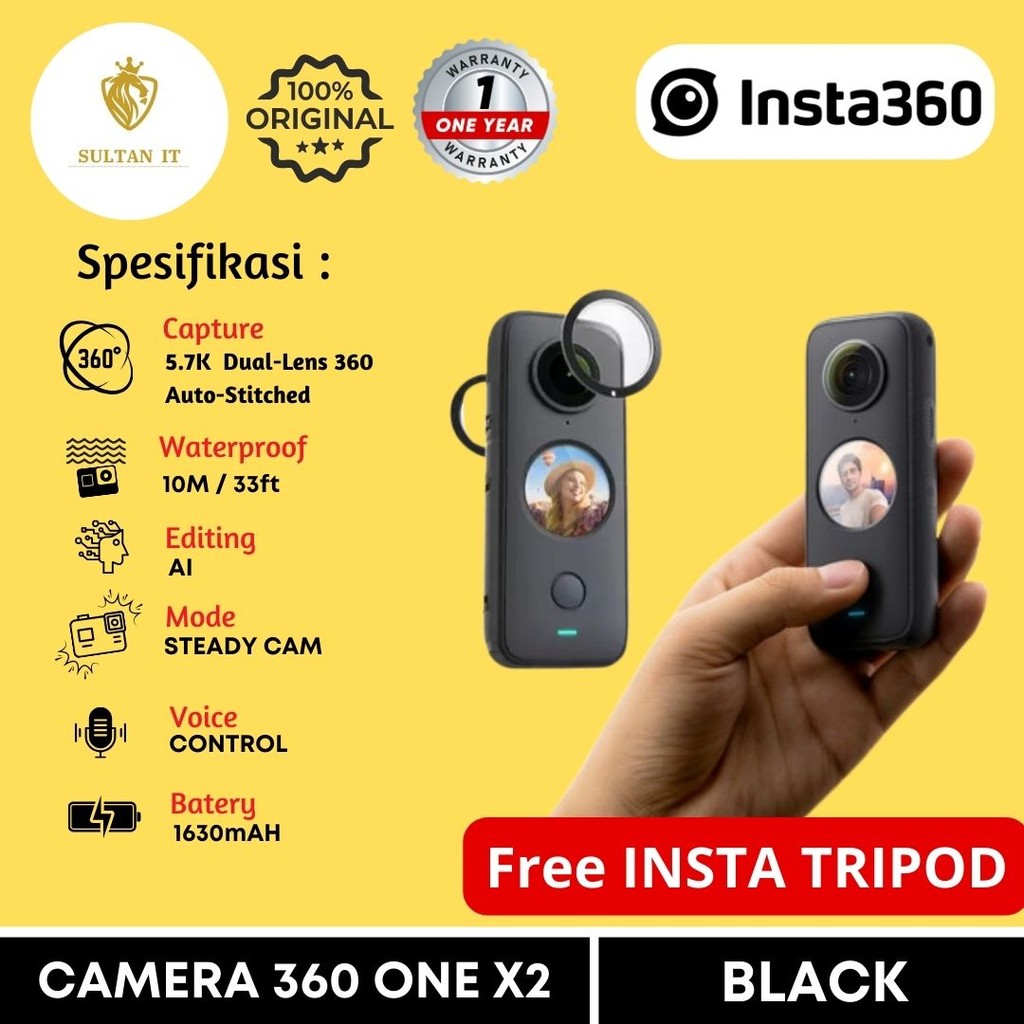 Jual Camera 360 Insta One X2 Free Insta Tripod For One X & One R Action ...