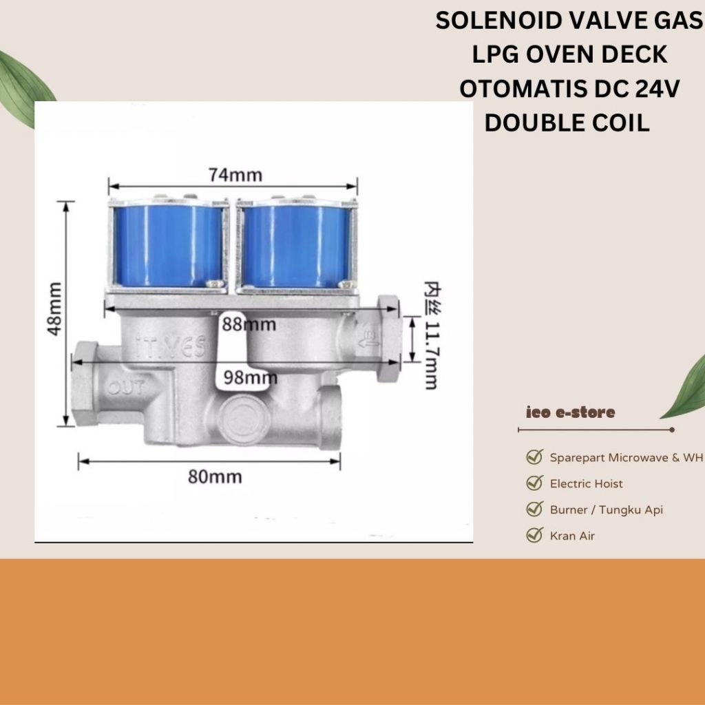 Jual SOLENOID VALVE GAS LPG OVEN DECK OTOMATIS DC 24V DOUBLE COIL ...