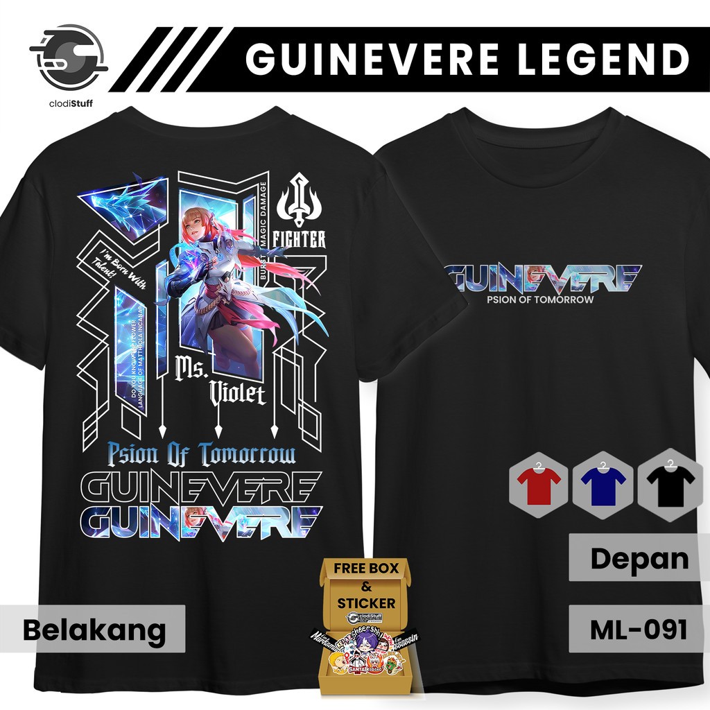 Jual Kaos GUINEVERE LEGEND Skin Hero Mobile Legends Lengan Pendek Hitam Combed 24s ML MLBB Anak ...