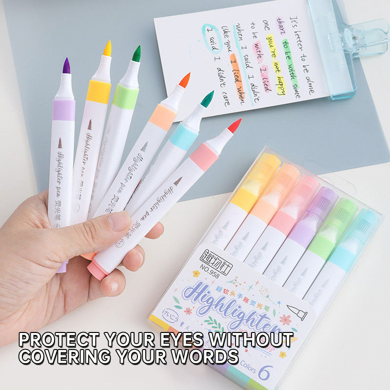 Jual 6 Colors Highlighter Markers Kawaii Stationery Items Cute ...