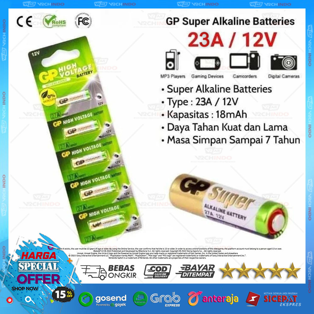 Jual Battery / Baterai / Batre / Bateray / Batray 12V 23AE / 27AE 12V GP-23A / 27A 18mAh | ULTRA ...