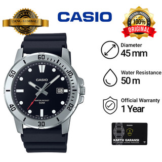 Jual Original Jam Tangan Pria Rubber Garansi Resmi Karet Hitam Casio Illuminator MTP VD01 CS02 ...