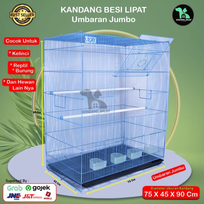 Jual COD Kandang Umbaran Burung EXTRA JUMBO (75x45x90 cm) Besi Lipat ...