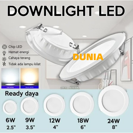 Jual LAMPU DOWNLIGHT LED PANEL 6WATT / 9WATT / 12 WATT BULAT / BULAT ...