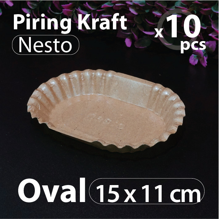 Jual Paket 10 pcs - Piring Kertas Kraft Nesto Oval - Piring Sekali ...