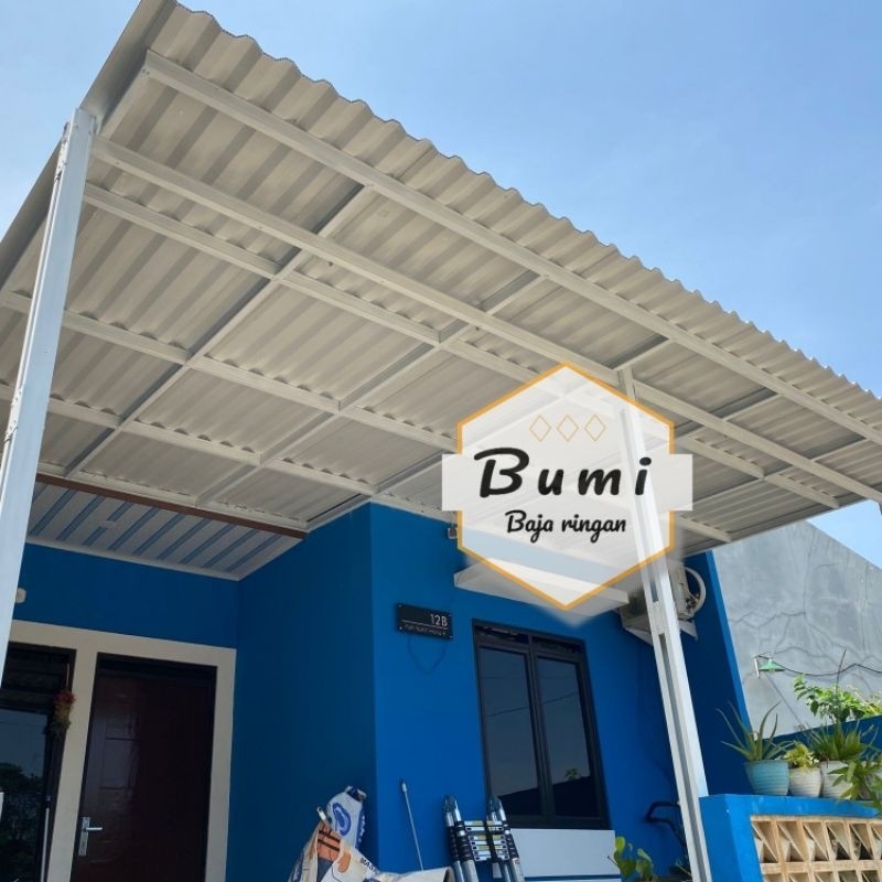 Jual kanopi rangka baja ringan atap upvc double layer + cat rangka ...