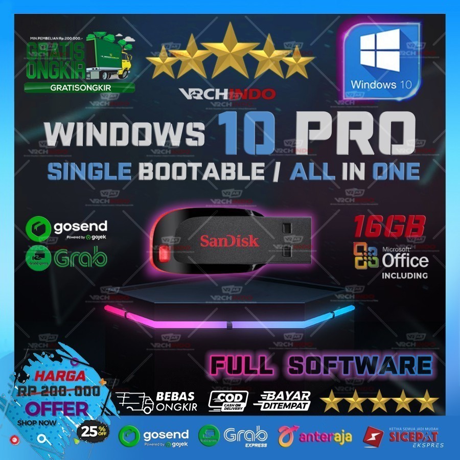 Jual Flashdisk USB Installer Boot Single Win 10 Pro untuk Instalasi ...