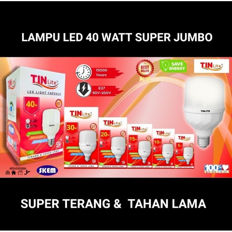 Jual LAMPU LED 50 WATT SUPER JUMBO BERGARANSI DILLON TIN LITE HEMAT ENERGI 85% CAHAYA PUTIH ...