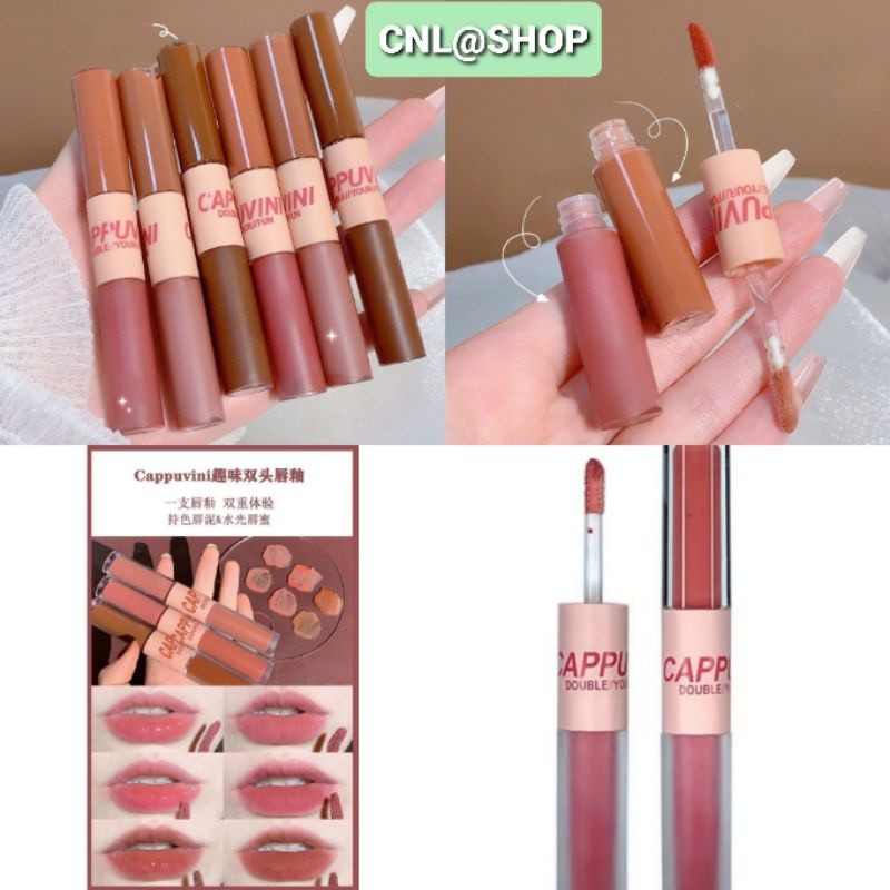 Jual Cappuvini 2in1 Lipstik Lip cream Lip Gloss 2 sisi matte and Glossy ...