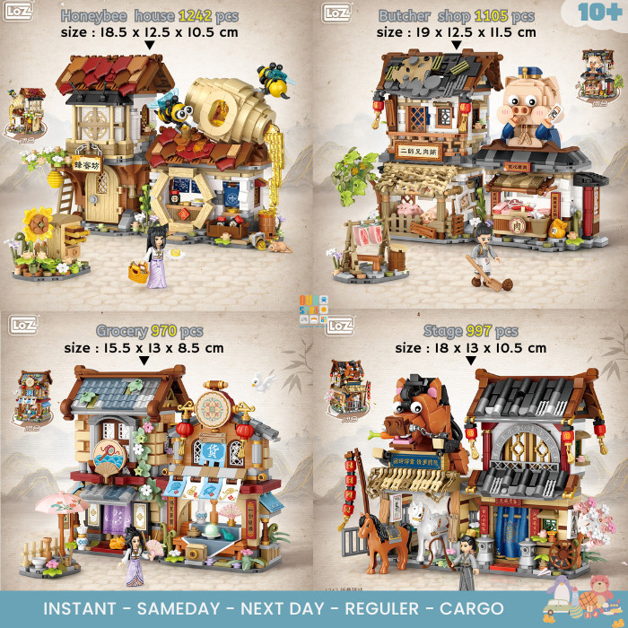 Jual YK38SD LOZ 1943 Honey Bee house and 1942 Butcher shop - Mini brick ...