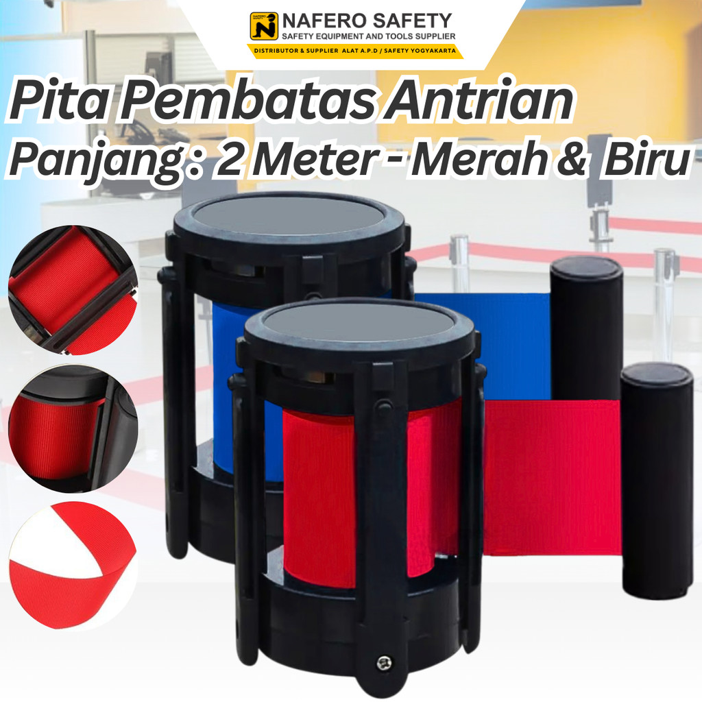 Jual Kepala Tiang Antrian Tali Pembatas Antrian 2 METER Kepala Pita ...