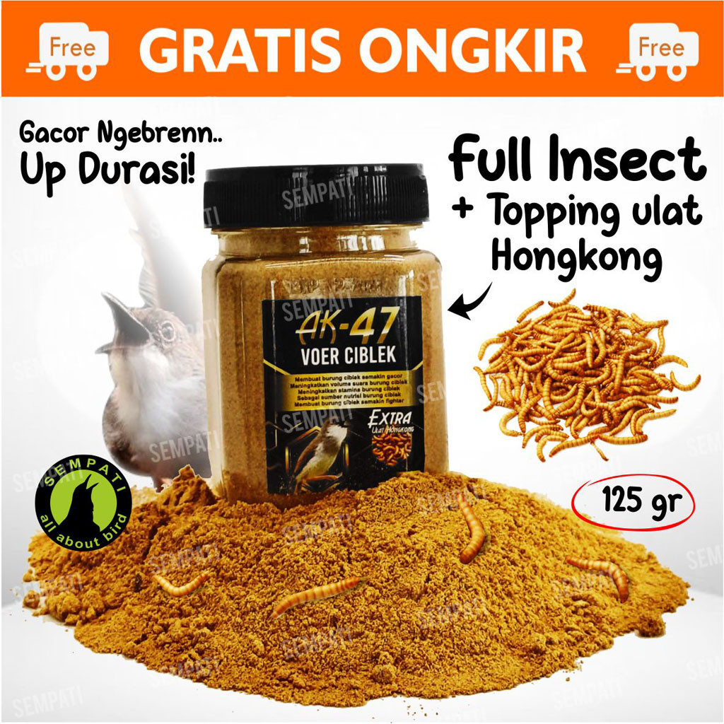 Jual SEMPATI AK 47 Voer Ciblek 125gr Extra Ulat Hongkong Pakan Voer Pur ...