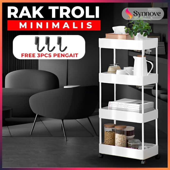 Jual Rak Susun Serbaguna 4 Tingkat Rak Troli Rak Buku Susun Rak Dorong ...