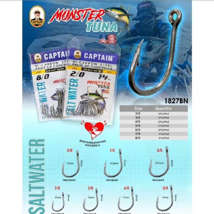 Jual Kail Pancing Captain Live Bait 1827 BN Monster Tuna | Shopee Indonesia