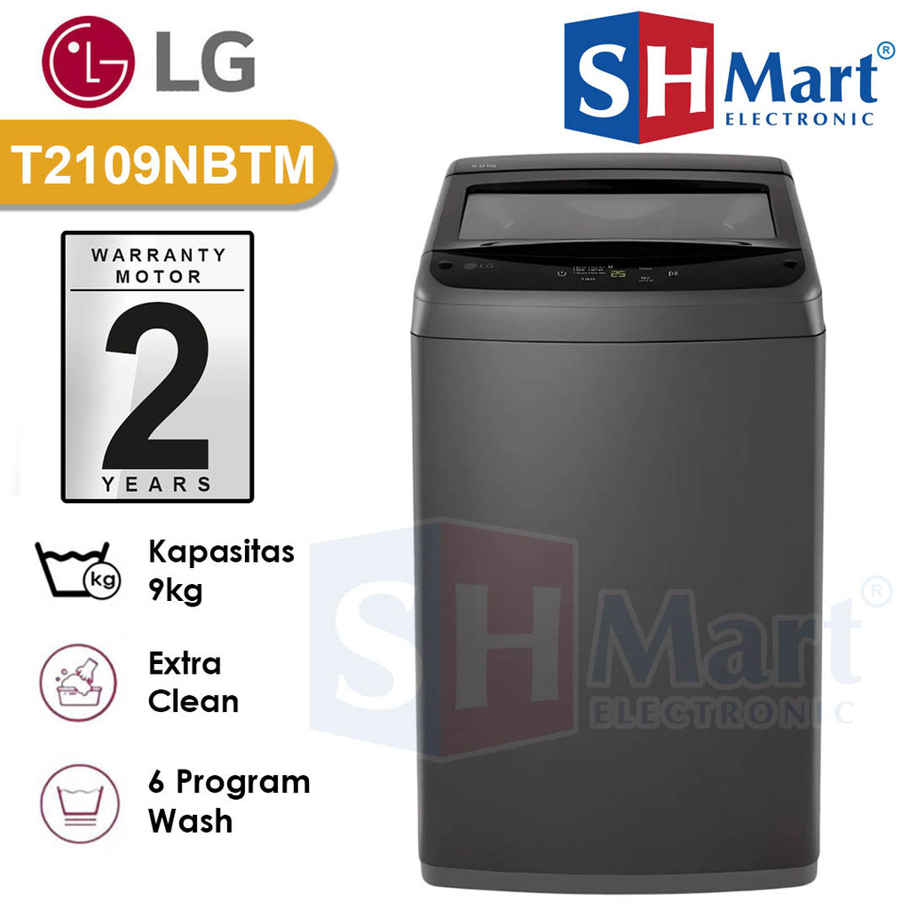 Jual MESIN CUCI LG TOP LOADING 9 KG T2109NBTM TINTED GLASS DOOR GARANSI ...