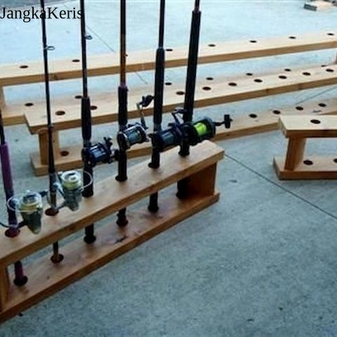 Jual rak penyimpanan joran pancing tegak lurus dari kayu jati Belanda ...
