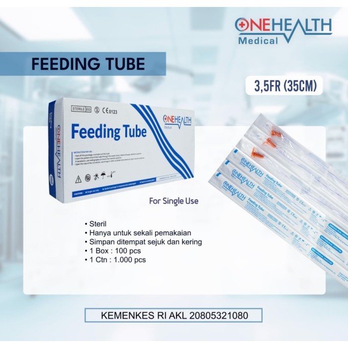 Jual ONEHEALTH Feeding Tube PVC FR 3.5 5 8 10 14 16 18 / Selang NGT ...