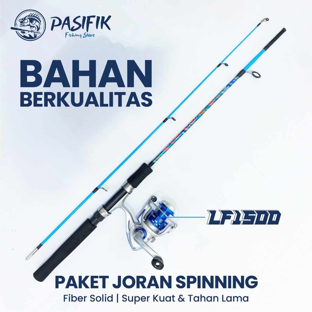 Jual 1 Set Paket Bundle Joran Pancing Spinning Fishing Rod Fiber Solid ...