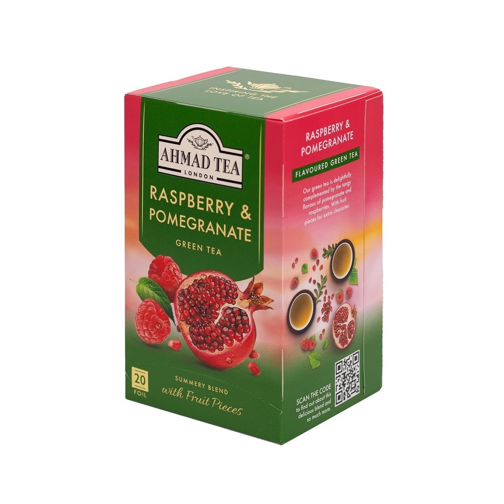 Jual Ahmad Tea Raspberry & Pomegranate Green Tea - 40gr | 20 Tea Bags | Shopee Indonesia