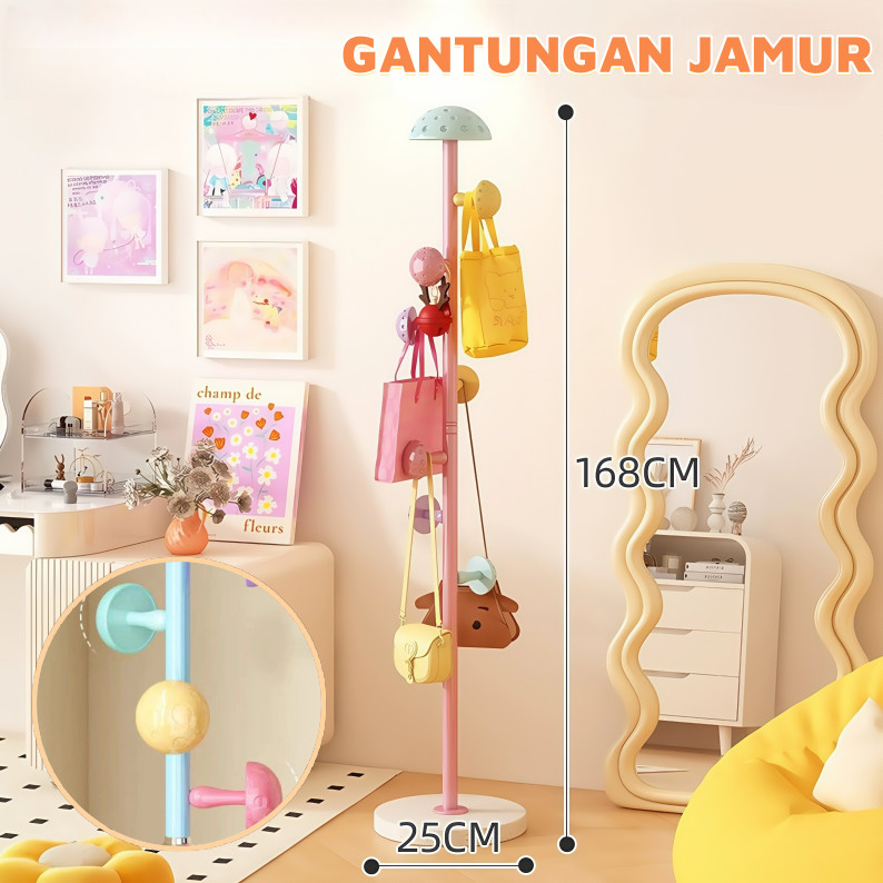 Jual 【AQING】Tiang Gantung Jamur Topi Mantel Besi Sederhana/Rak Pakaian ...