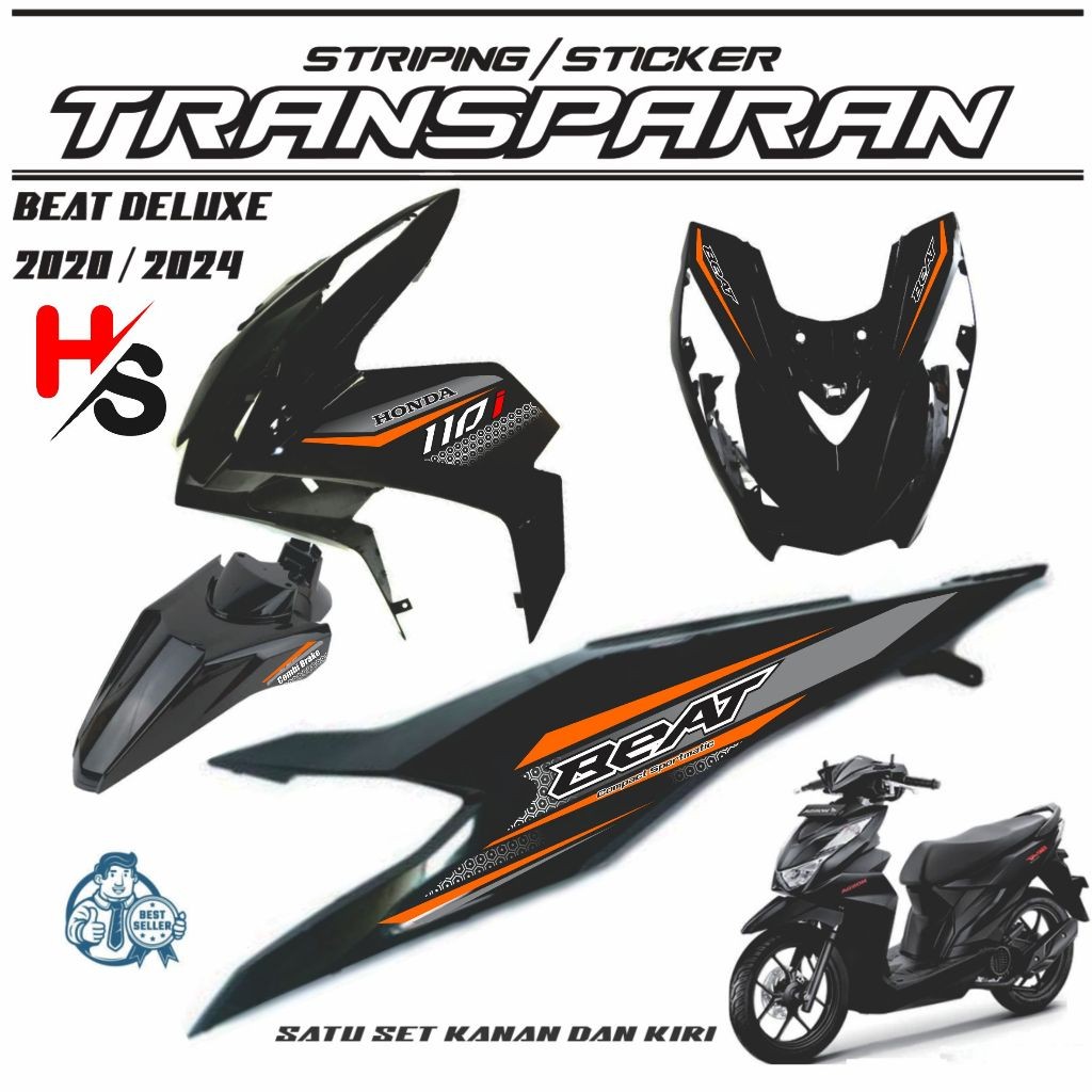 Jual STIKER STRIPING TRANSPARAN MOTOR HONDA BEAT DELUXE 2023/2024 MOTIF ...