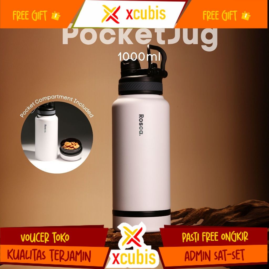 Jual Rosca PocketJug Tumbler Stainless 1 Liter Botol Minum 1 Liter ...