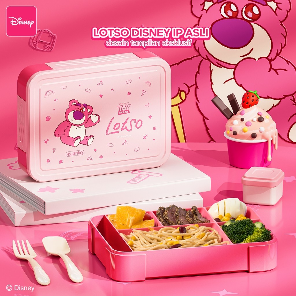 Jual Ecentio Kids Lunch Box Tempat Makan Anak Disney Lotso 1300ml 5 ...