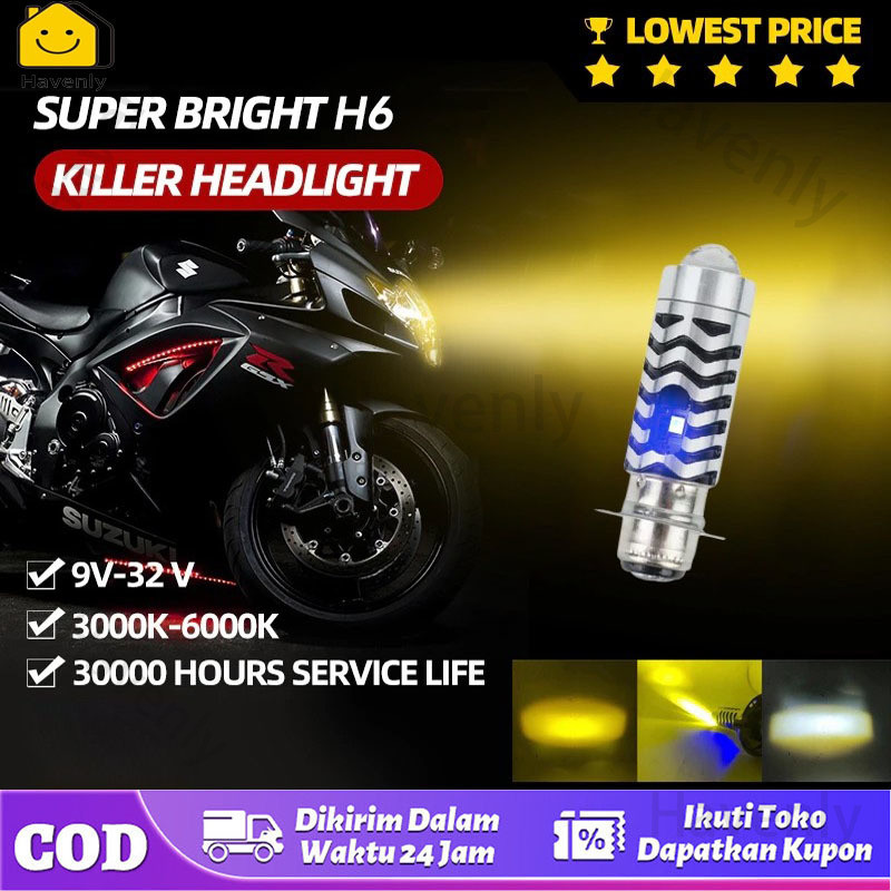 Jual Lampu Utama Led H6 Laser + Senja Biru - Lampu Depan Tipe Laser Dekat Putih Jauh Kuning ...