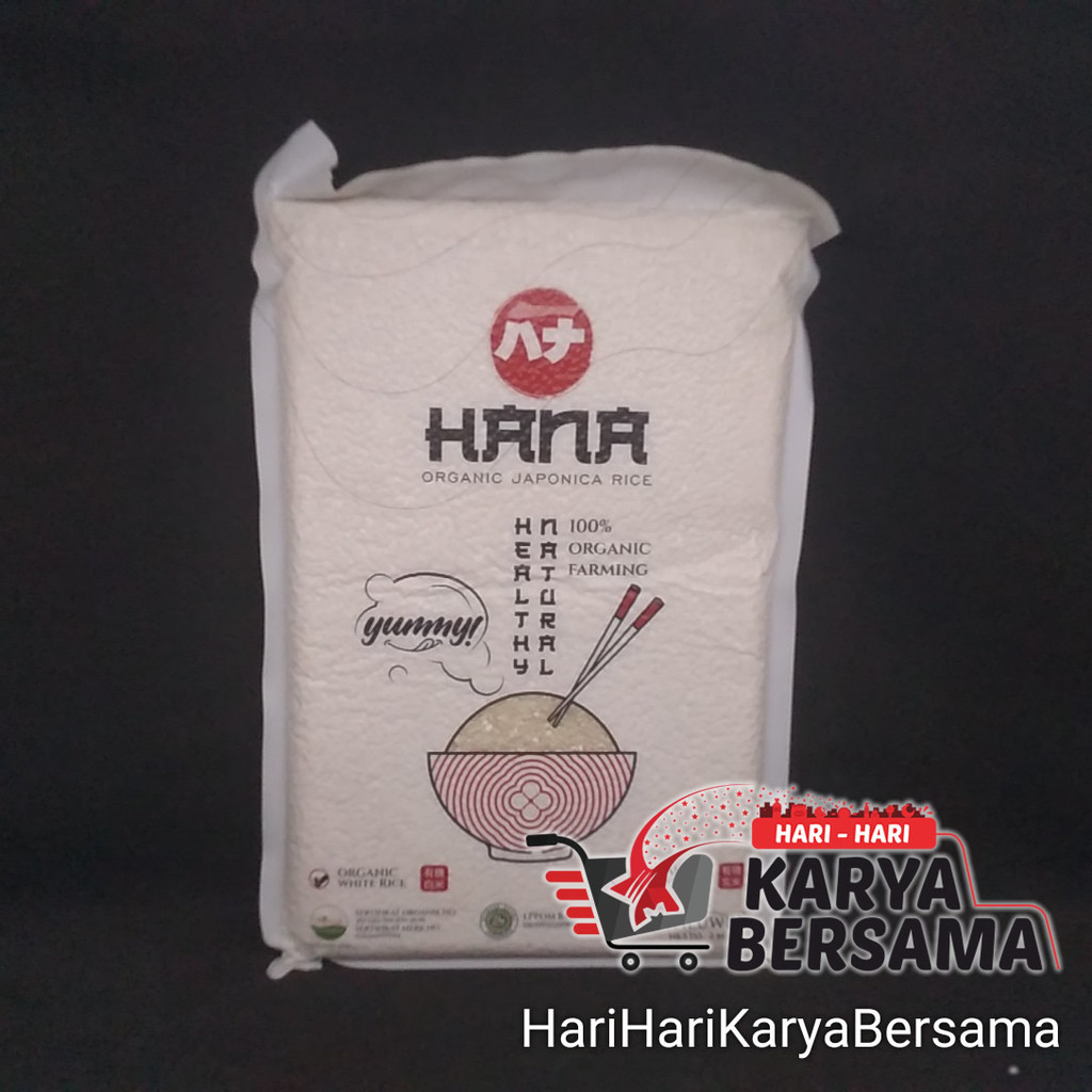 Jual BERAS JEPANG HANA ORGANIC JAPONICA WHITE RICE 2KG | Shopee Indonesia
