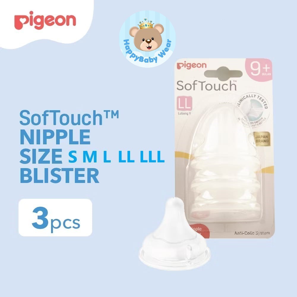 Jual PIGEON Soft Touch Nipple for Wide Neck Bottle | Dot WideNeck Niple Blister 3pcs Newborn S ...