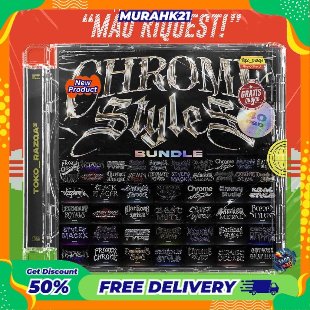 Jual CHROME TEXT STYLES BUNDLE FOR PHOTOSHOP PSD PS TEXT PS TEMPLATE ...