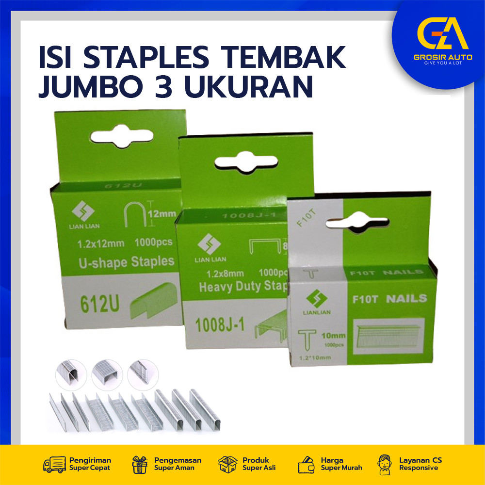 Jual Isi Staples Tembak Jumbo 3 Sizes 612U, Heavy Duty 1008J-1, F10T ...