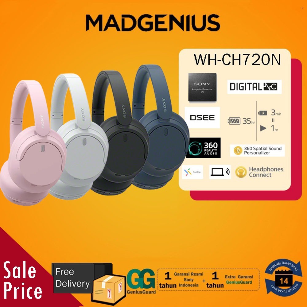 Jual SONY Original Headphone Sony WH-CH720N / WHCH720N / WH CH720N / CH720 Bluetooth Headphones ...