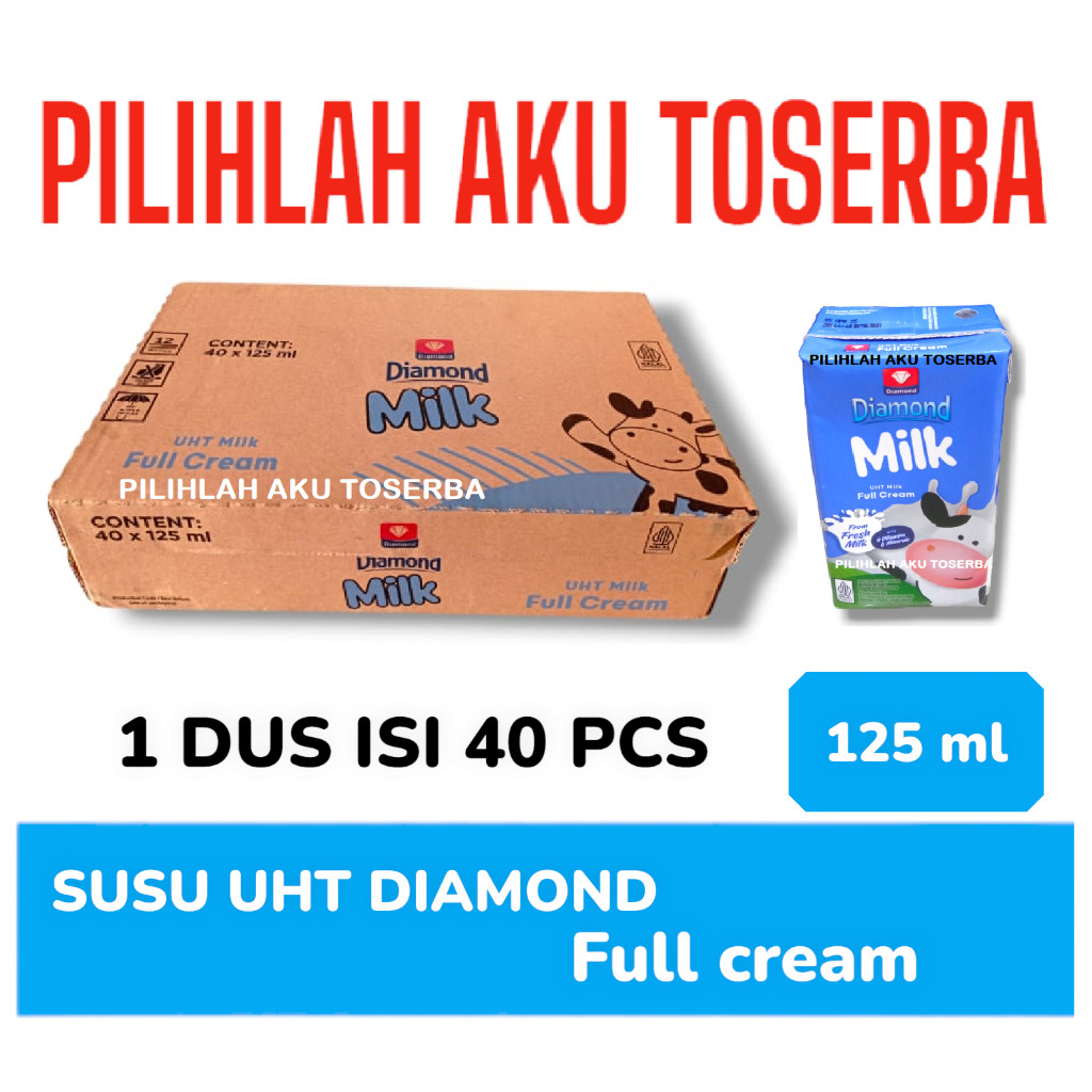 Jual Susu DIAMOND UHT Full Cream MINI 125 ml - ( HARGA 1 DUS ISI 40 ) | Shopee Indonesia